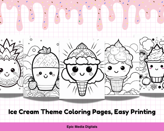 Ice Cream Coloring Book for Kids, 100 Fun Pages of Sweet Treats ...