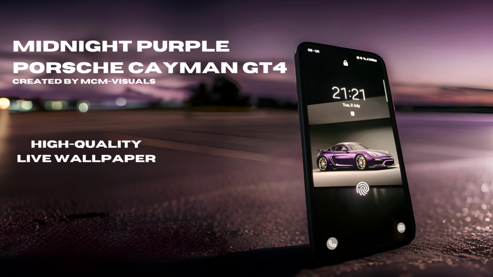 Midnight Purple Porsche Cayman GT4 - Phone Live Wallpaper
