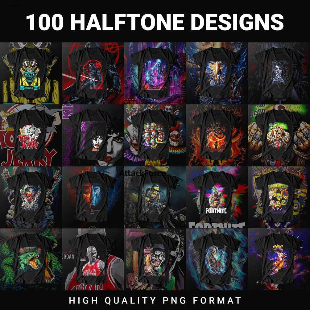 100 Halftone Designs T-shirt printing DTG Printing DTF Printing T-shirt ...