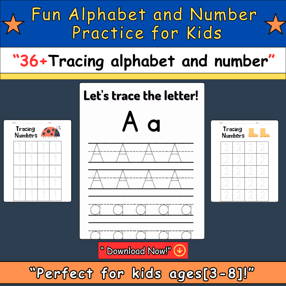 "Learn & Trace: Fun Alphabet and Number Practice for Kids – 36 Engaging ...