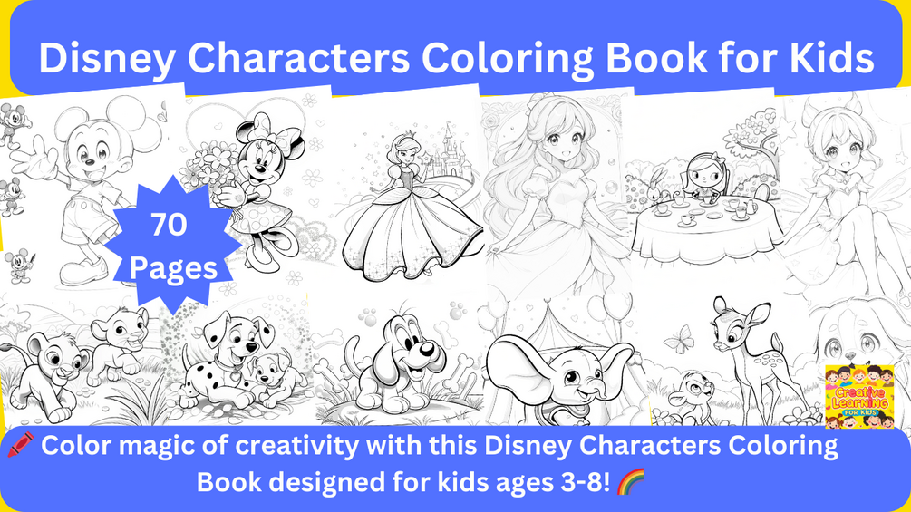 Disney Characters Coloring Book for Kids Ages 3-8 🎨| 70 Magical Pages ...