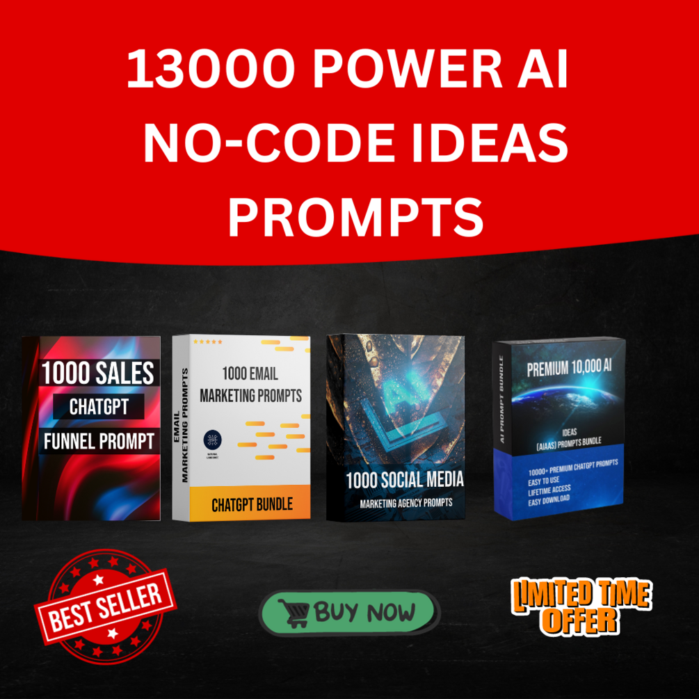 13000 Power AI-No-Code Ideas Prompts Unleash your creativity in AI powered no-code creation