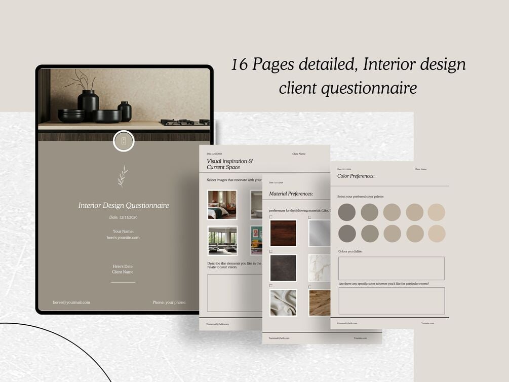 Interior design questionnaire template canva