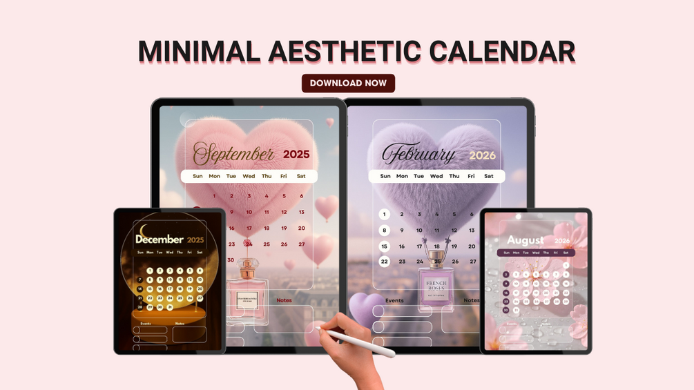 Aesthetic Digital Calendar & Mobile Wallpaper Pack (A4, iPhone & Android)