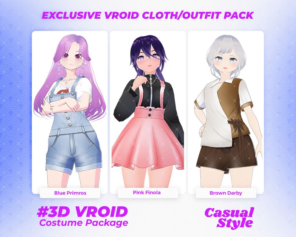 VRoid Clothing Pack, Virtual Fashion Set, Digital Streetwear, Avatar Collection - Diva Pack ...