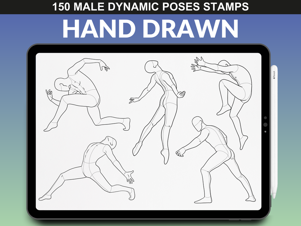 Male Dynamic Poses Procreate Brushes for Character & Fashion Design