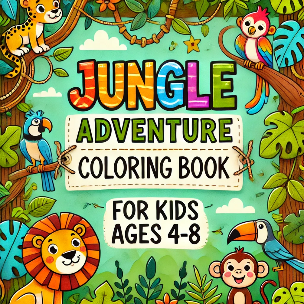 Printable Jungle Animals Coloring Book – 10 Fun Pages for Kids (Instant ...