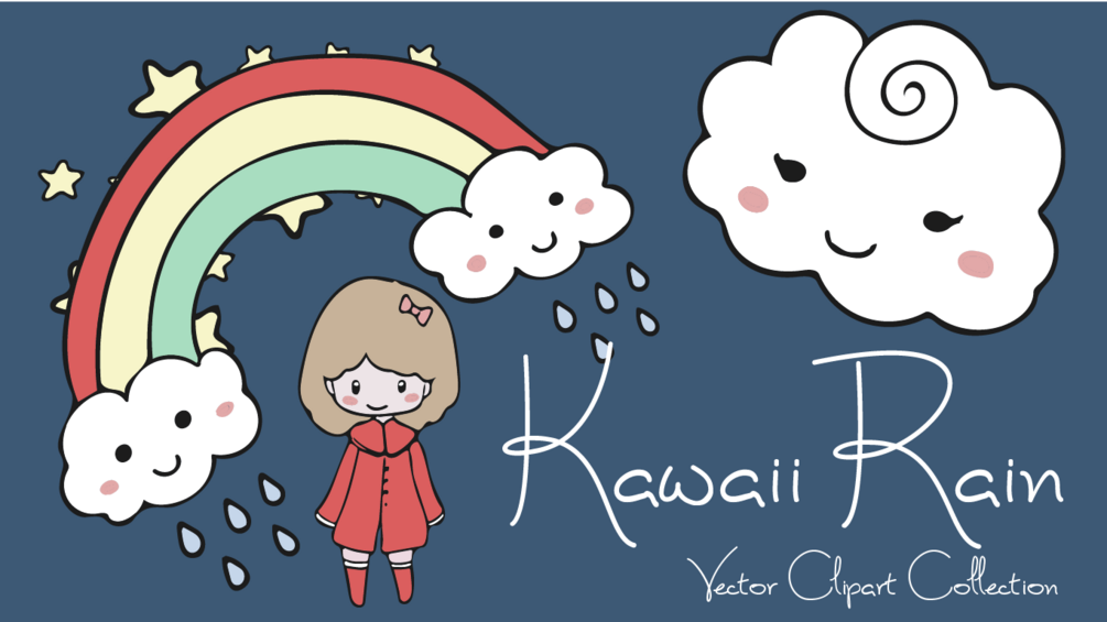 Kawaii Rain Clipart Collection