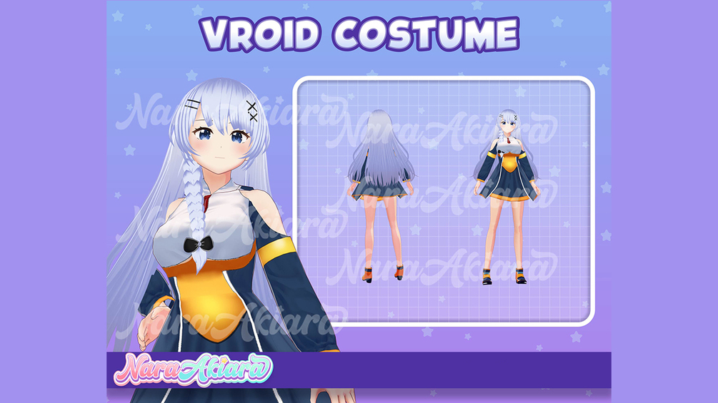 Show Your Style with 3D Vroid Clothes Dark Blue and Yellow Cyberpunk ...