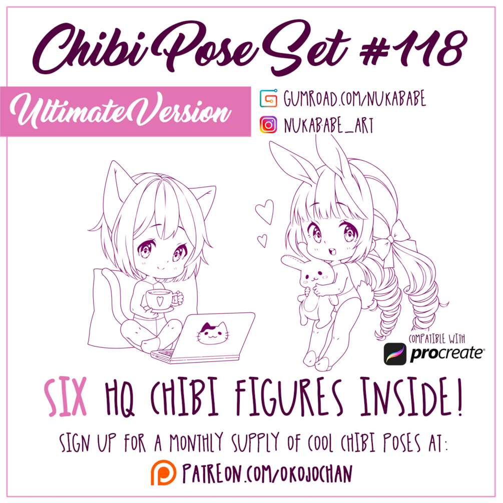 Chibi Base Set #118: Procreate and PNG Stamps