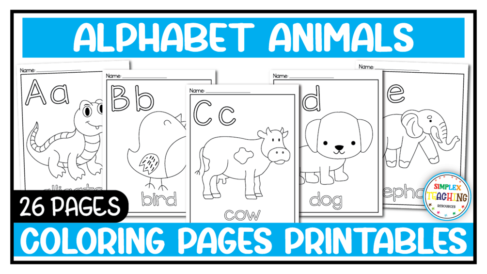 Alphabet Animals Coloring Pages Printables - Beginning Sounds Worksheets