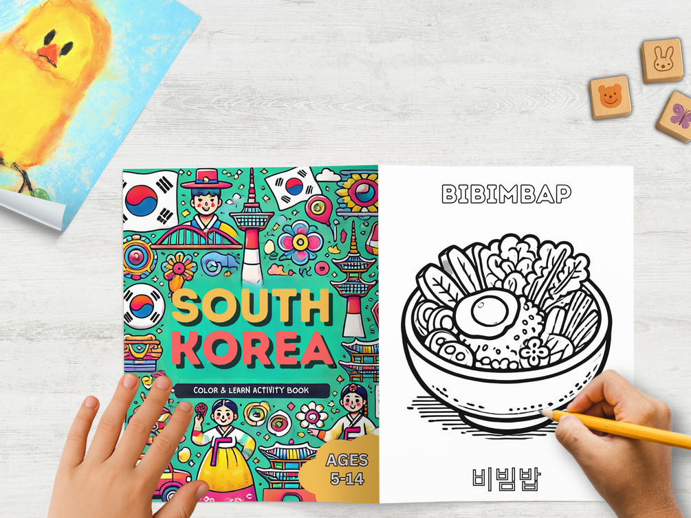 30-Pages Printable Kids Coloring Book - South Korea: Color and Learn ...