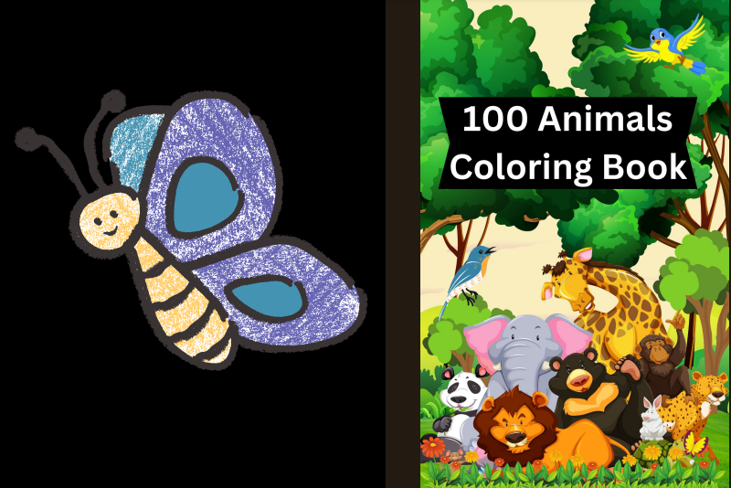 100 animals coloring book: cute animals coloring book for kids, cute ...