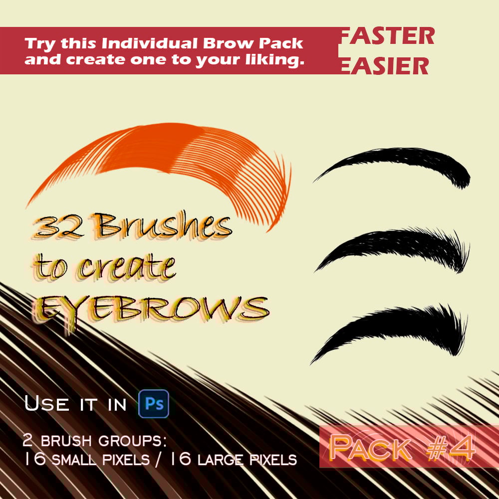 Pack 4: Brushes to create eyelashes