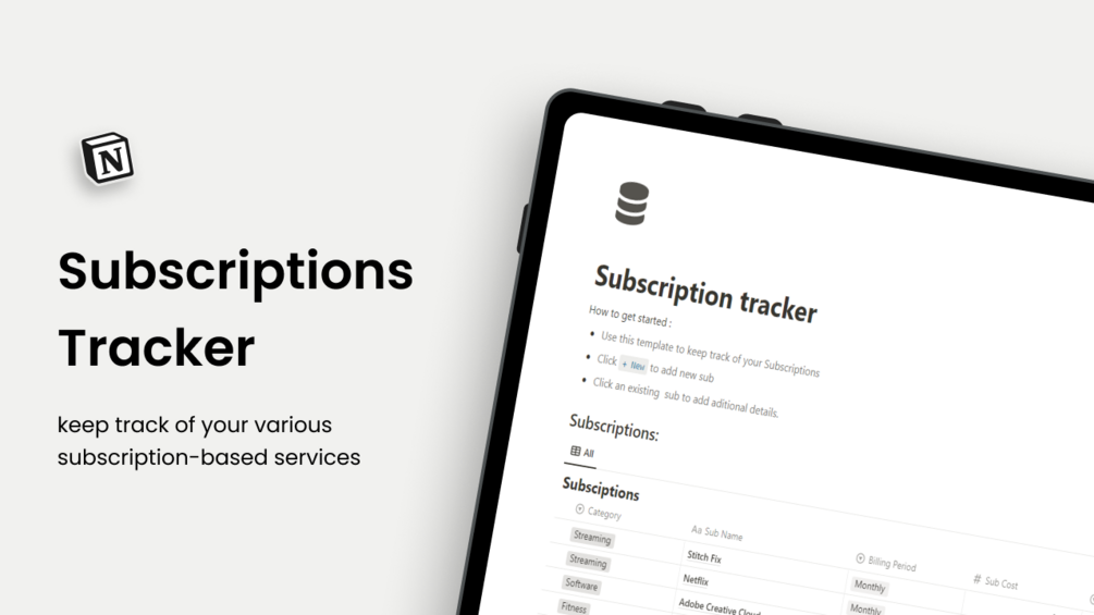 Notion Subscriptions Tracker