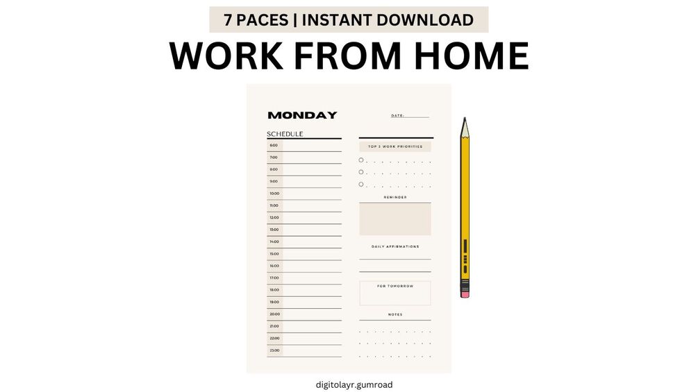 Work From Home Planner, Personal Daily Planner, Productivity Planner ...