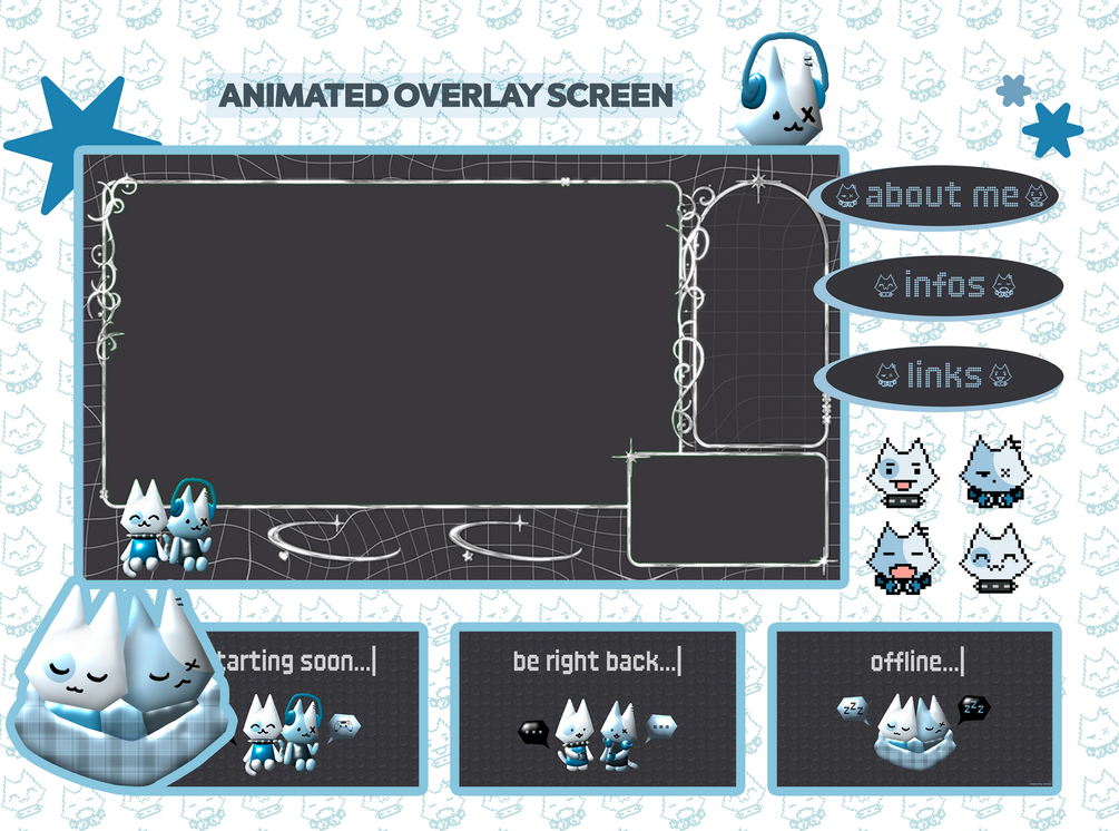 Y2K Cute Game Cats | Animated Stream Overlay Pack | Twitch Overlay Screen