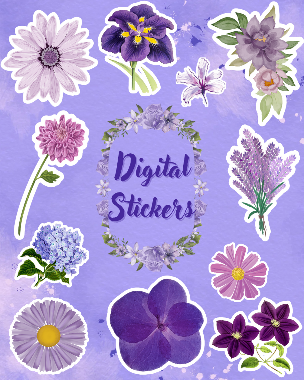 DIY Purple mix printable stickers png, inspirational sticker png, print ...