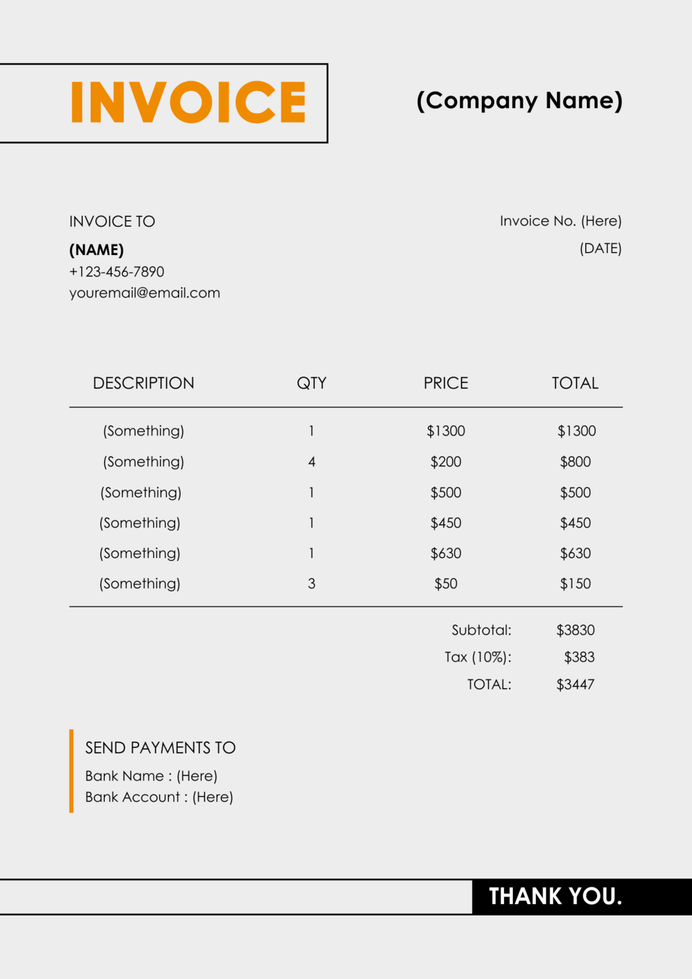 Yellow Simple Business Invoice Template