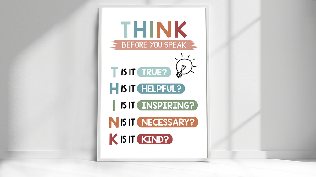 Think Before You Speak. Poster to Grow and Learn