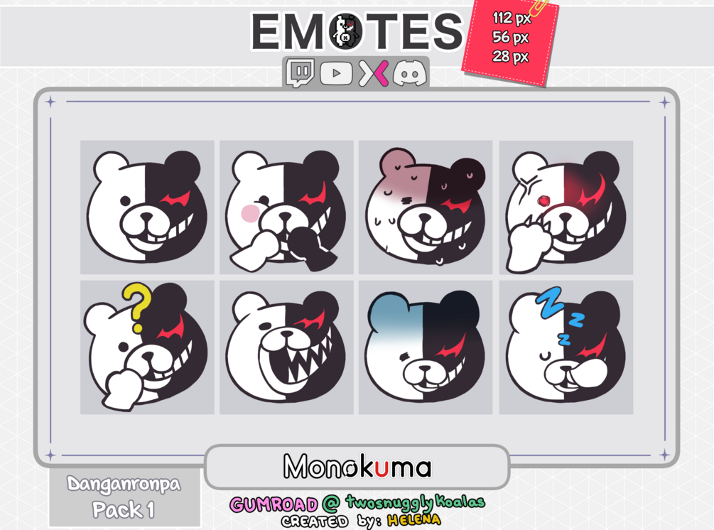 Emotes (stream) | Danganronpa [pack 1] - Monokuma