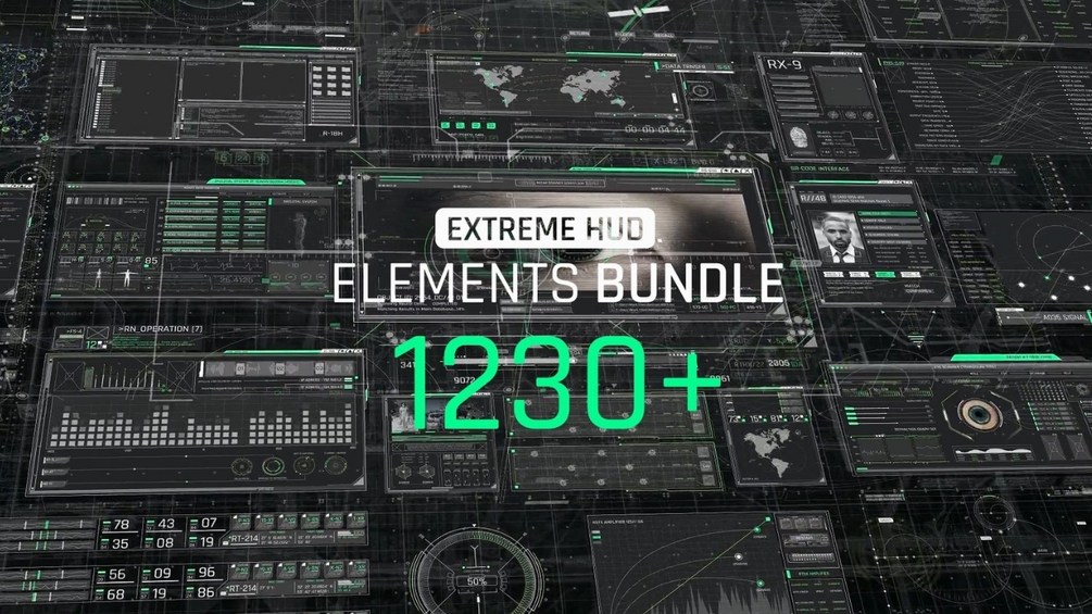 Extreme HUD Elements Bundle 1200+ For Premiere Pro