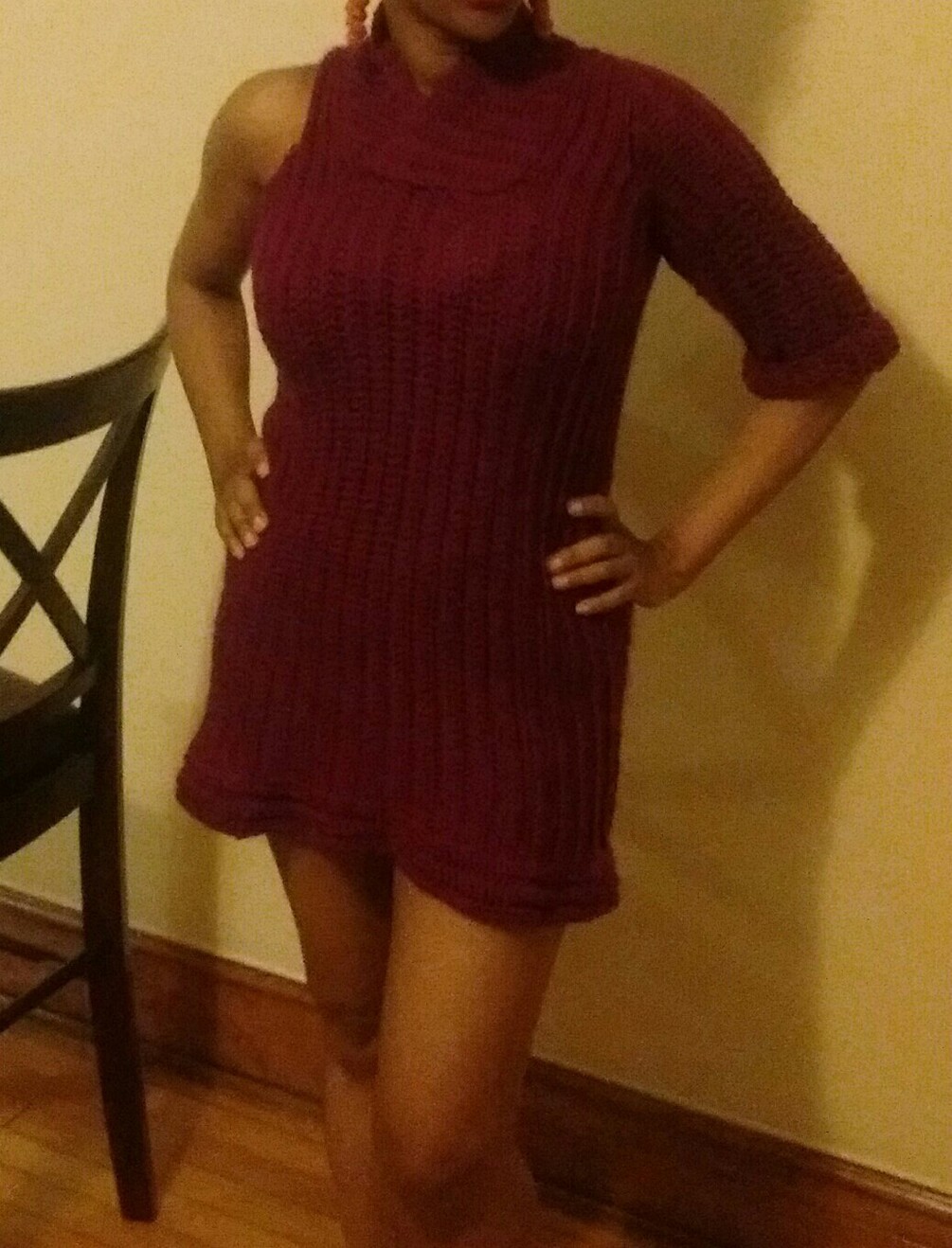 Hand Crocheted One Arm Sweater Dress