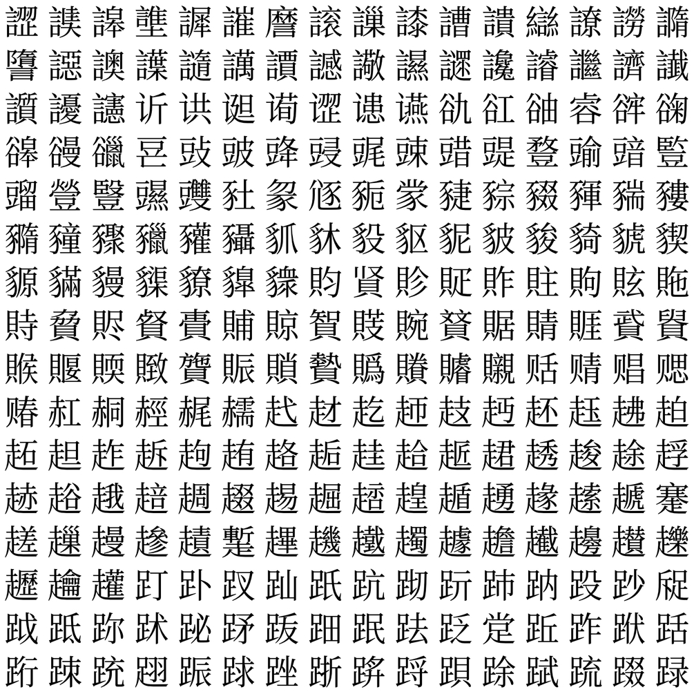 Unicode CJKEA 4700-47ff, 256 letters, SVG file for 2d and 3d