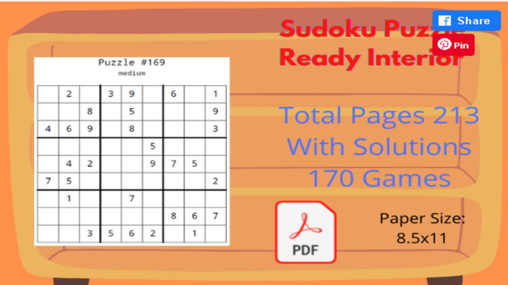 Sodoku Puzzle 170 pages total+Solutions