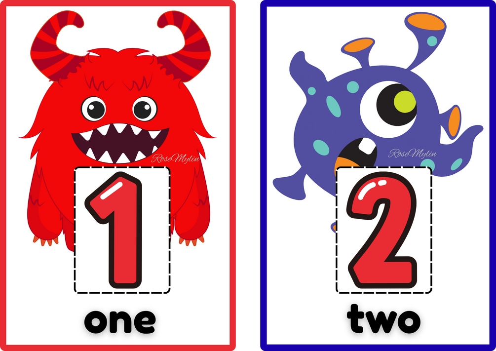 Monster Theme Number Flashcards 1-50