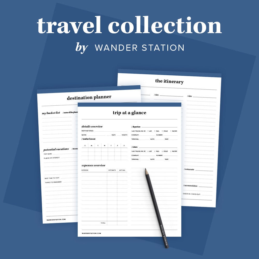 8 in 1 Travel Collection - Individual Editable PDF Sheets