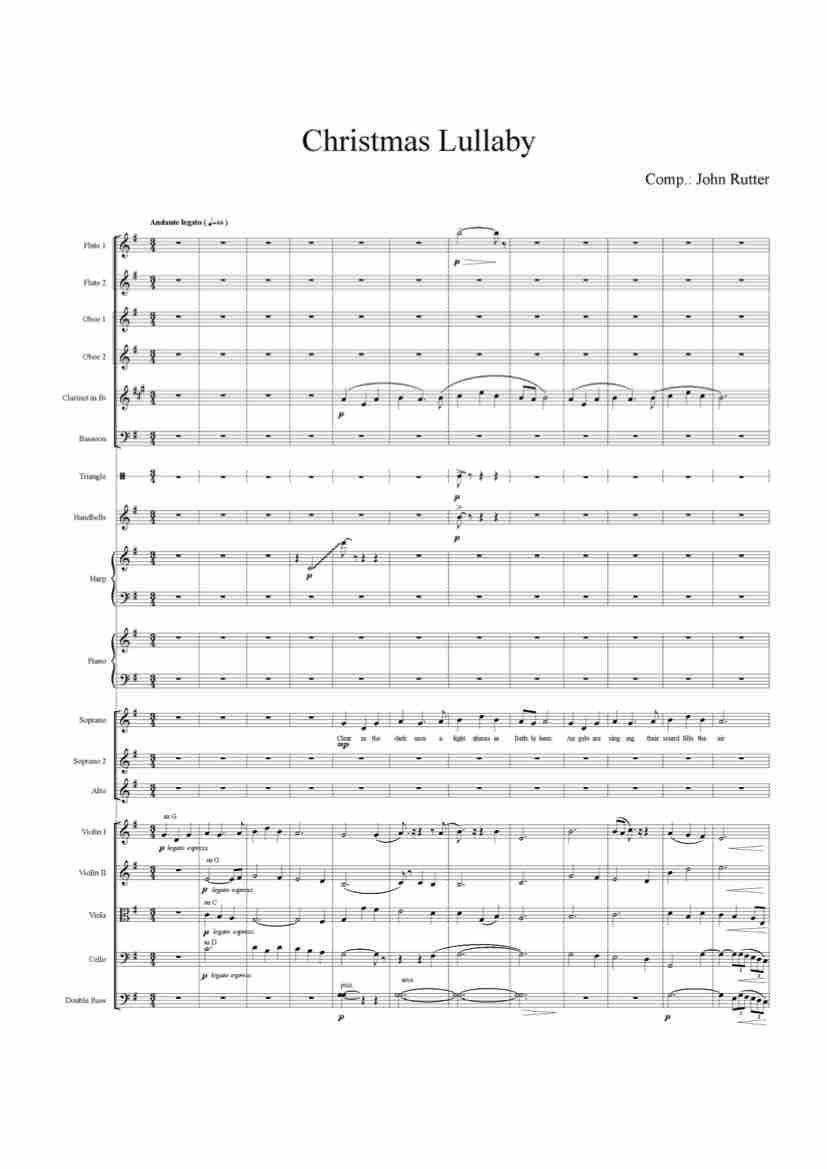 Christmas Lullaby - John Rutter - Orchestra score and Single parts