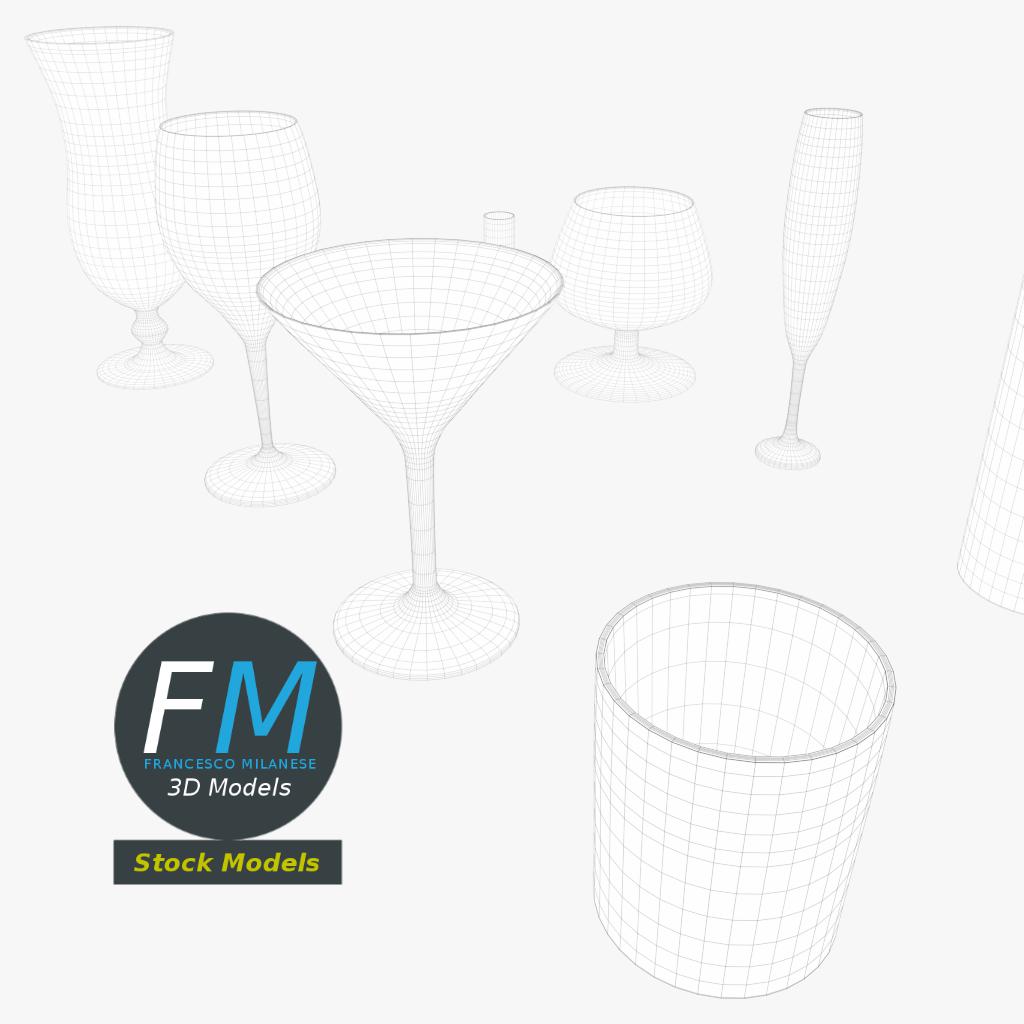 3D MODEL - Cocktail glasses