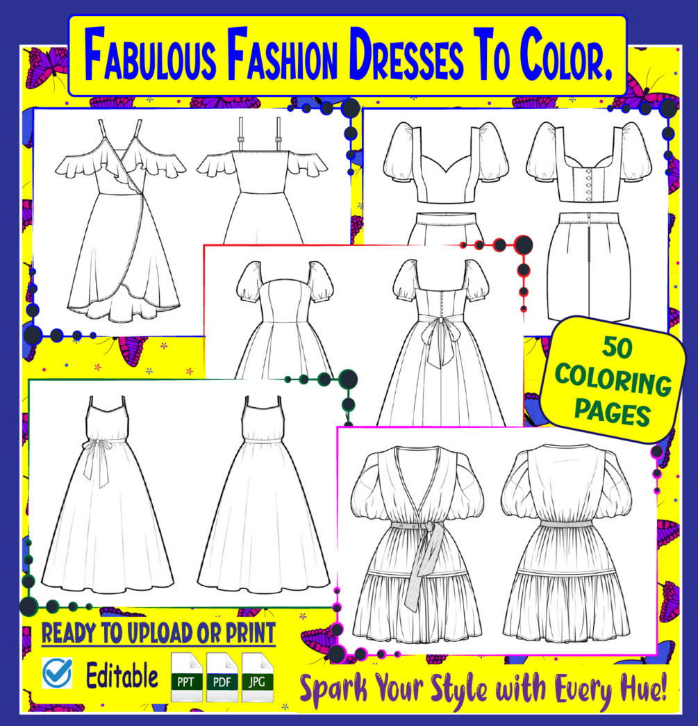 Fabulous Fashion Dresses To Color.