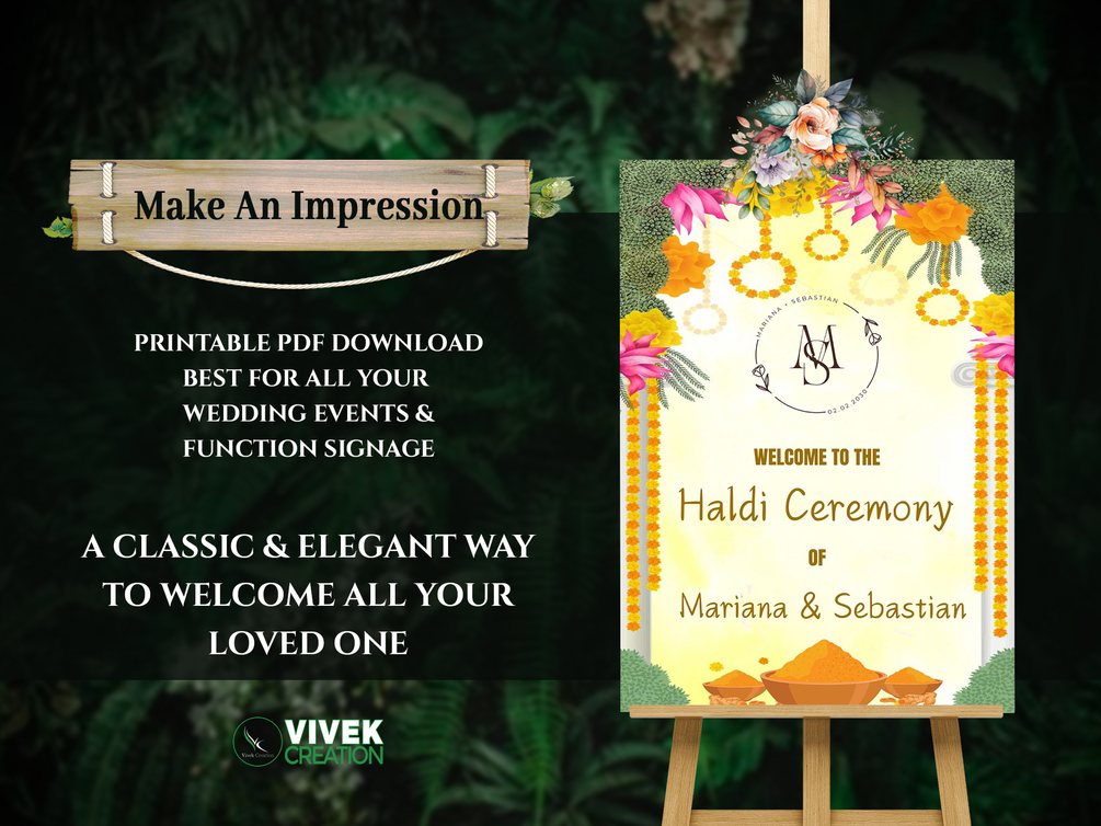 Haldi Welcome Sign | Indian Haldi Event | Desi Event Sign | Digital ...