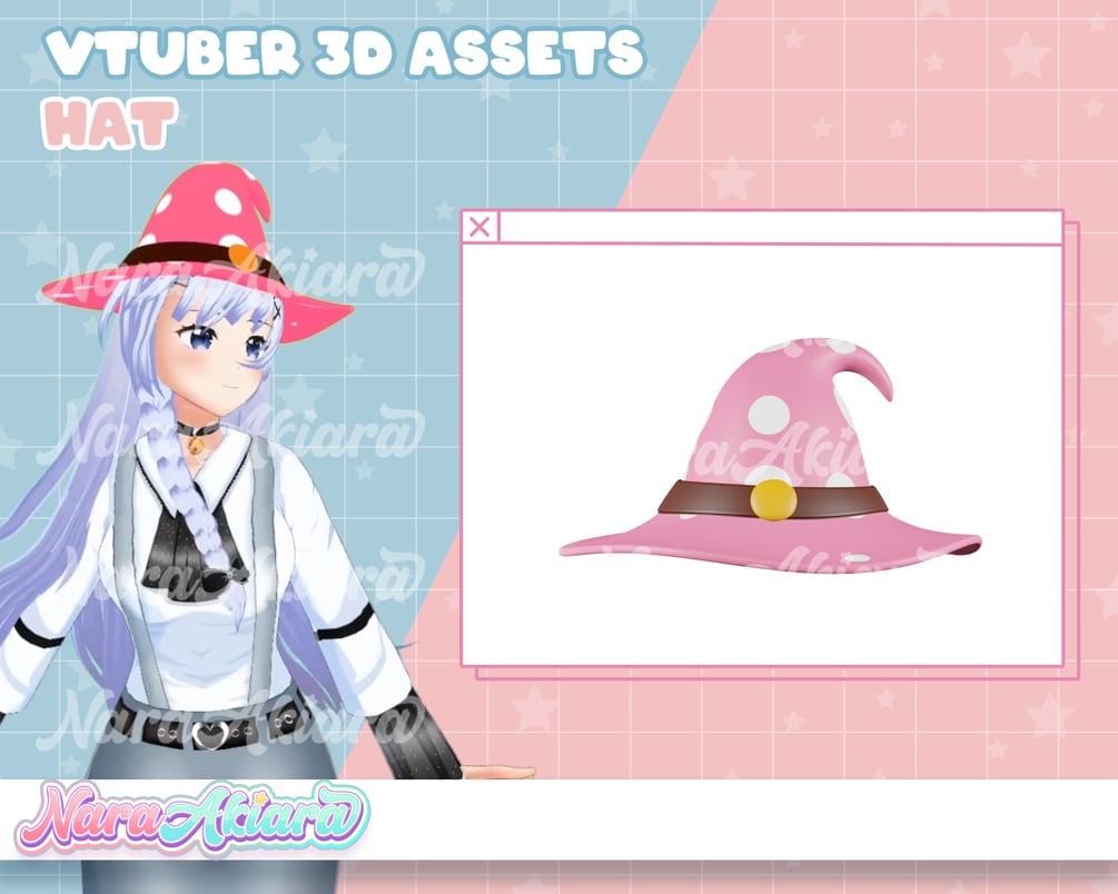 3D Vtuber Assets Hat V1 Vroid Commission, 3D assets ready to use vtuber ...