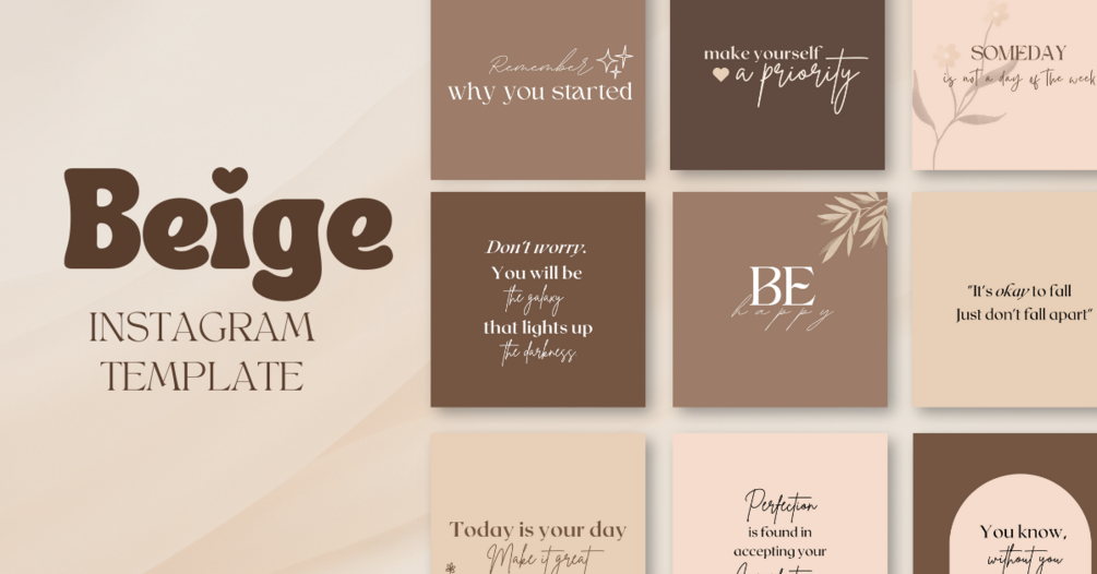Beige Quotes Instagram Template, Canva Template, Motivation Quotes ...