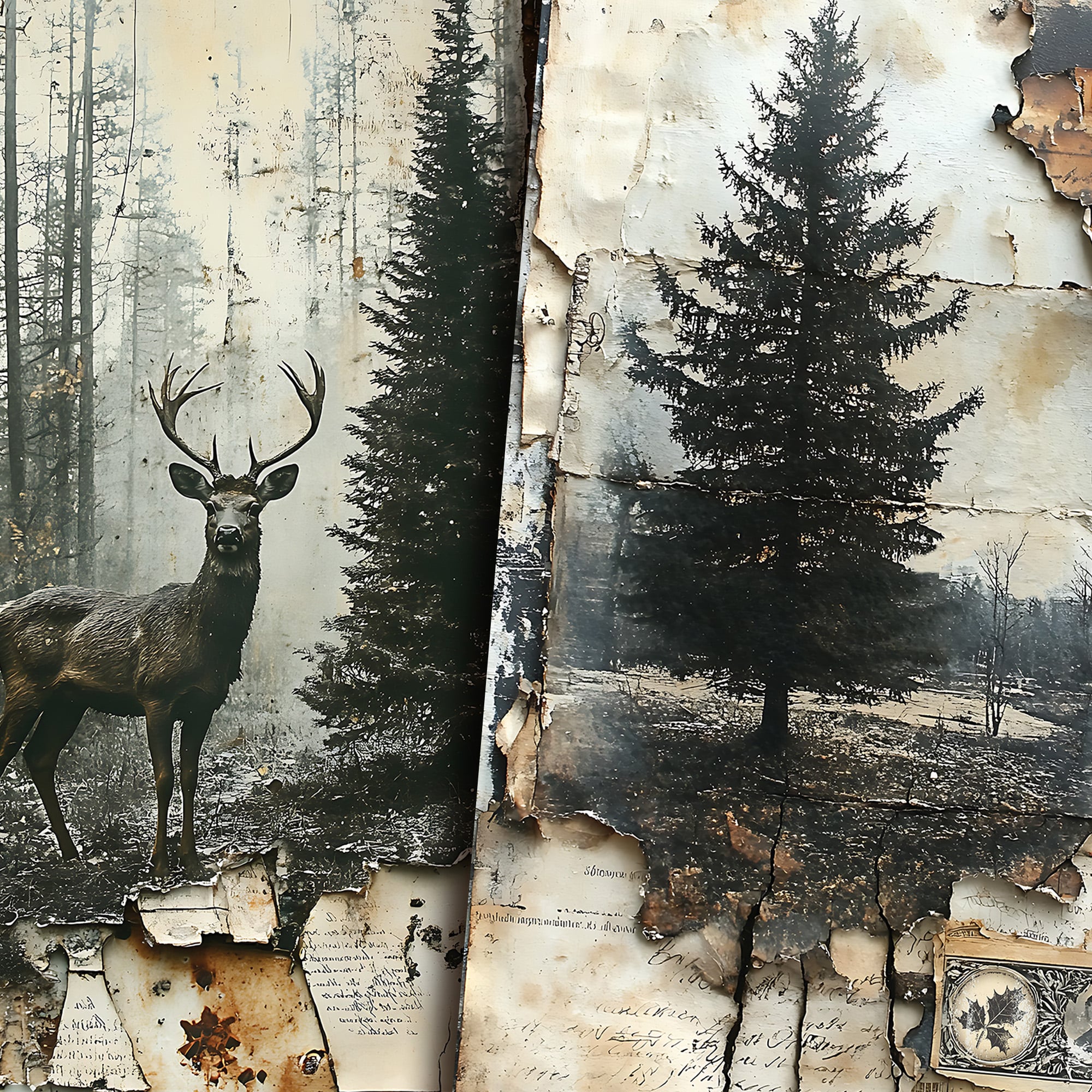 20 pc Outdoorsy Tree Assemblage Collage Art Paper Printable Junk ...