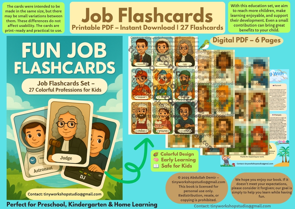 “27 colorful profession learning cards (PDF).”
