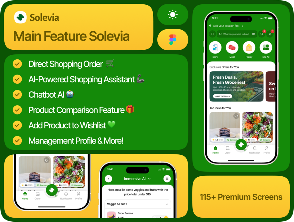 Solevia - AI Grocery Shopping App UI Kit