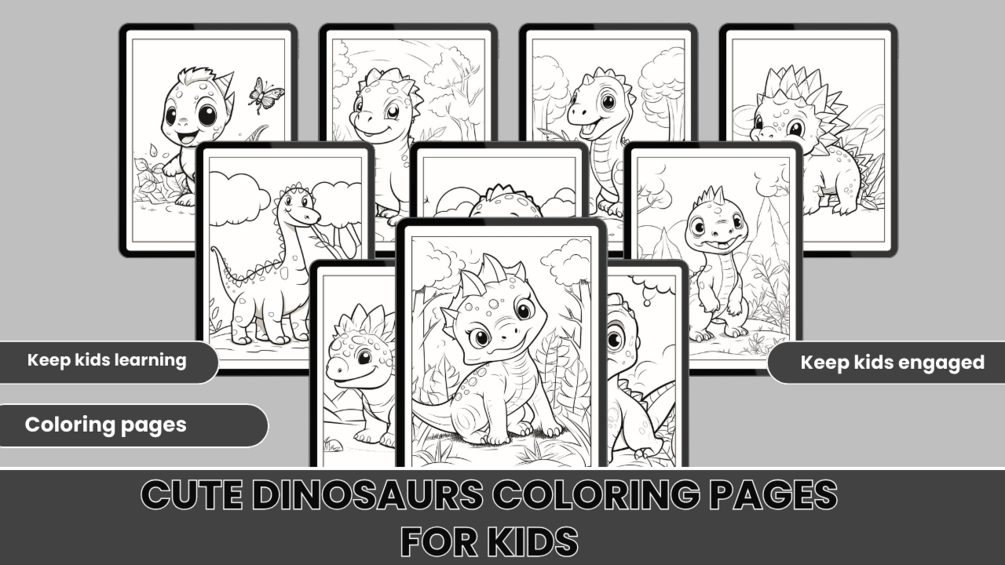 Cute Dinosaurs Coloring Pages for Kids | Fun & Easy Printable Dinosaur ...