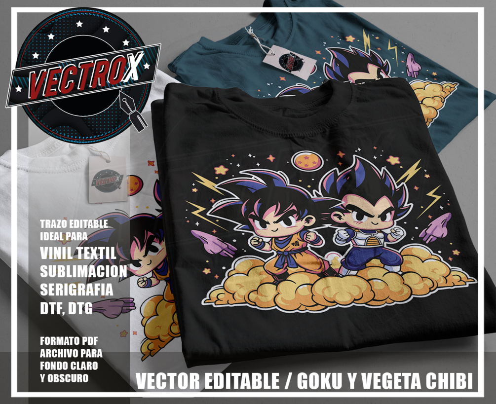 Vector Editable - Goku Y Vegeta Chibi