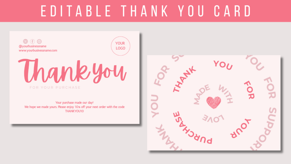 Editable Thank You Card