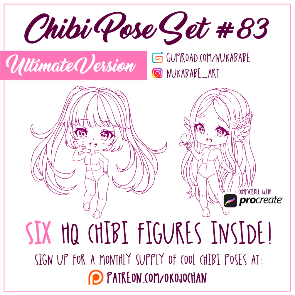 Procreate Chibi Base Set #83 - Procreate Stamps - PNG Poses