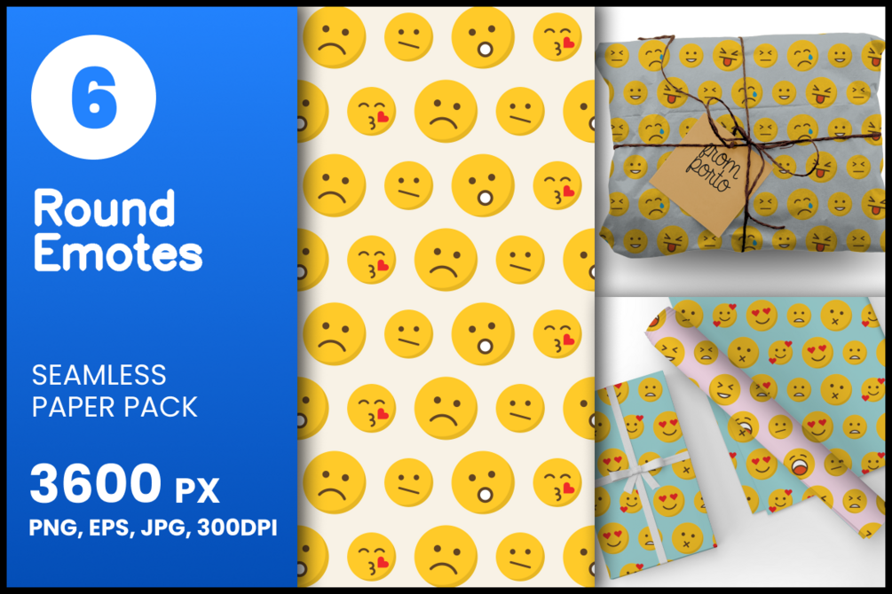 Round Emotes 6 Seamless Patterns