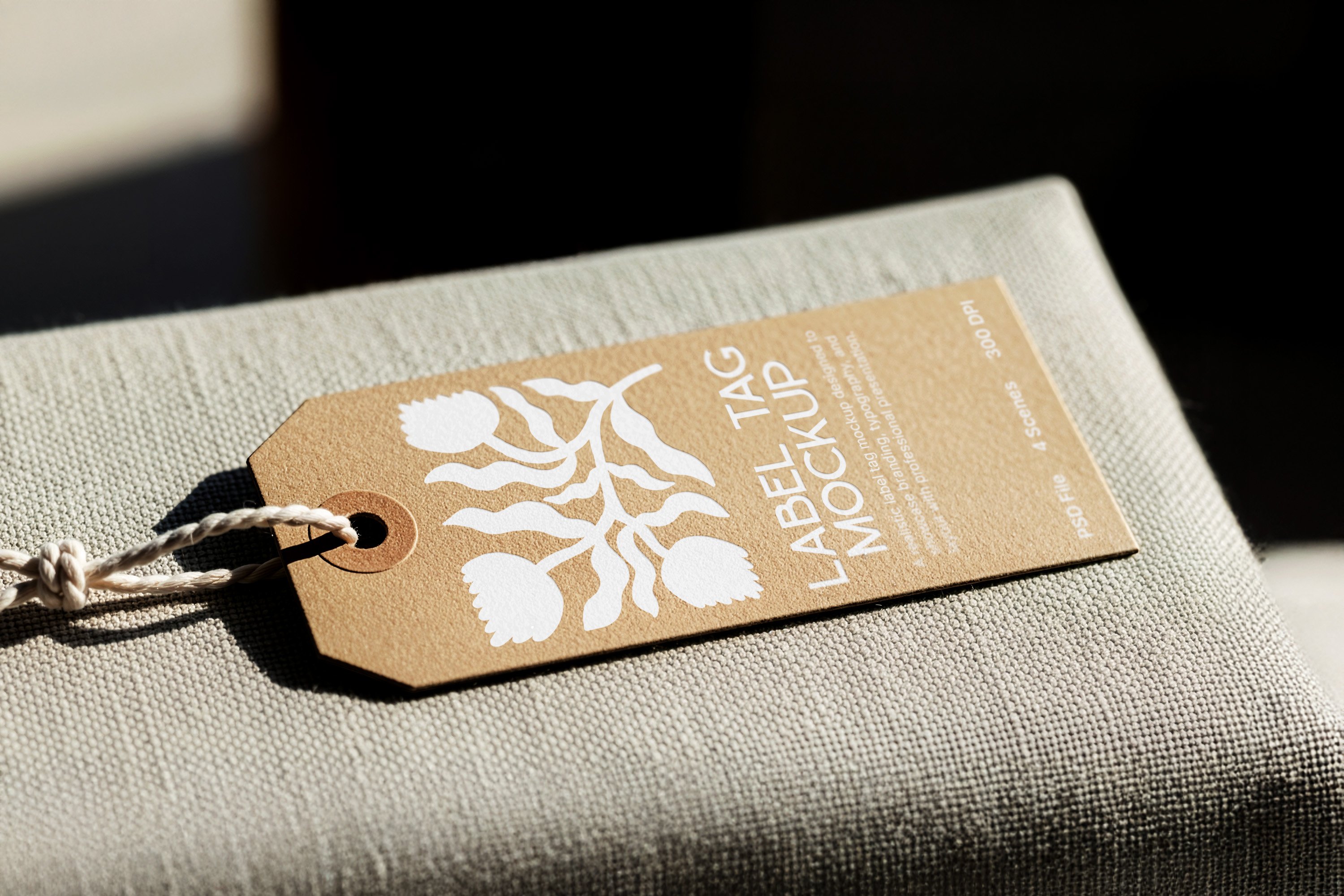 4 High Quality Natural Label Tag Mockup