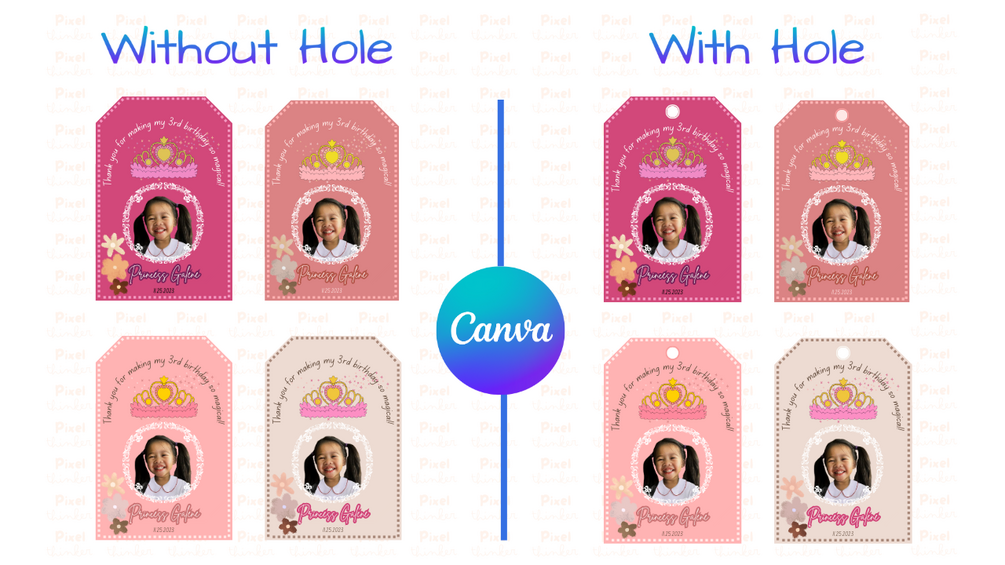 Editable Baby Princess Thank You Label Tag, Hang Tag, Birthday Tag ...