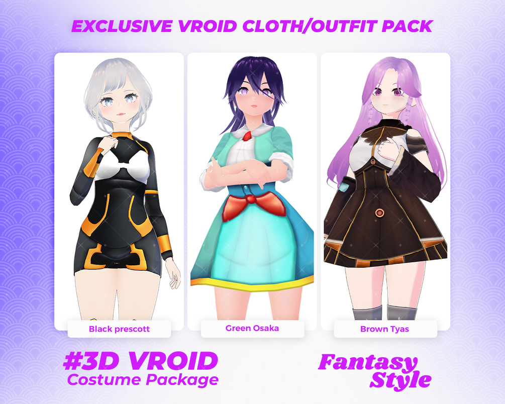 Guardians of Lore Legendary Outfits for Virtual Lady Warriors - VRoid Clothing Pack, VTuber ...