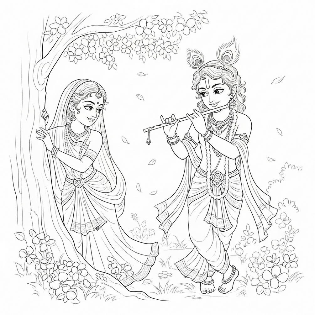 Radha-Krishna Devotional Drawings Book