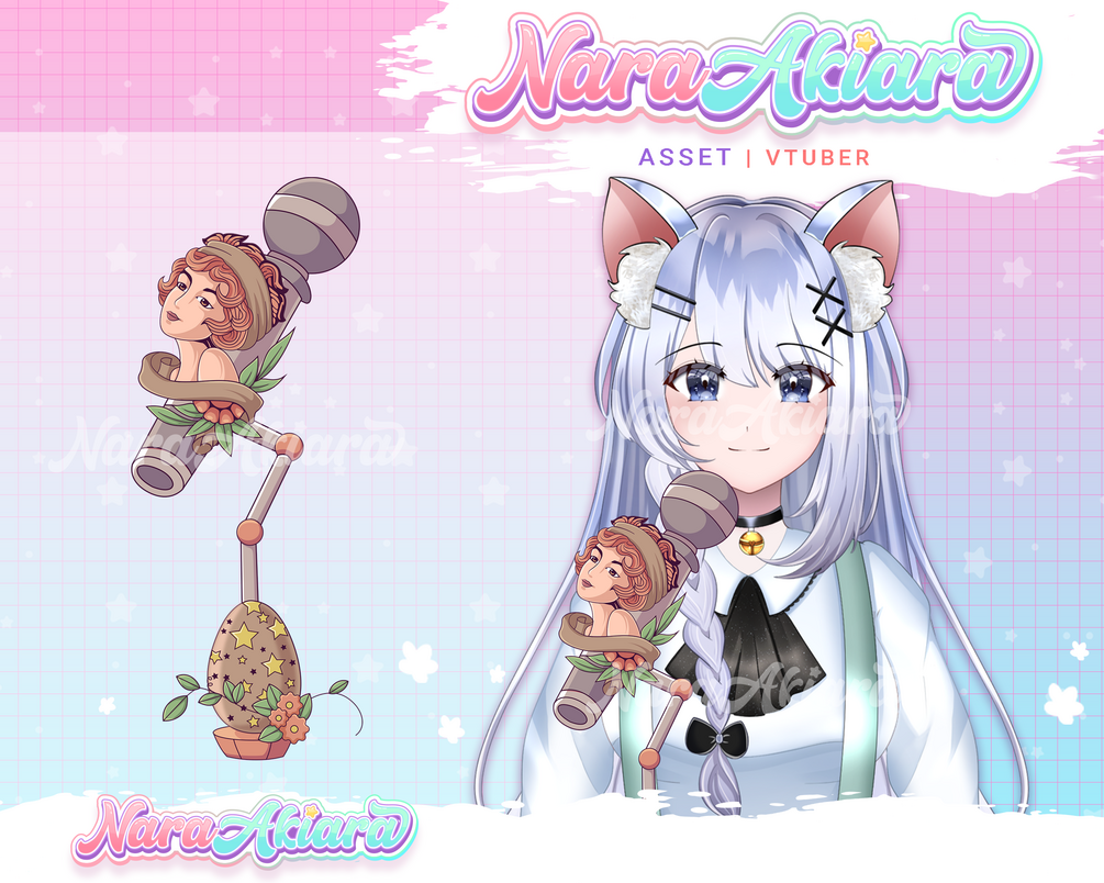 Vtuber Assets Microphone with Beauty Girl